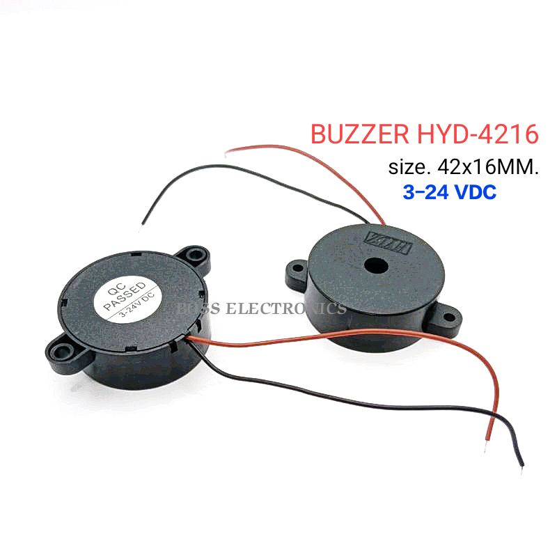 HYD-4216 BUZZER 3-24VDC เสียงยาวต่อเนื่อง แบบมีรูยึด ขนาด 42x16มิล 1ตัว ...