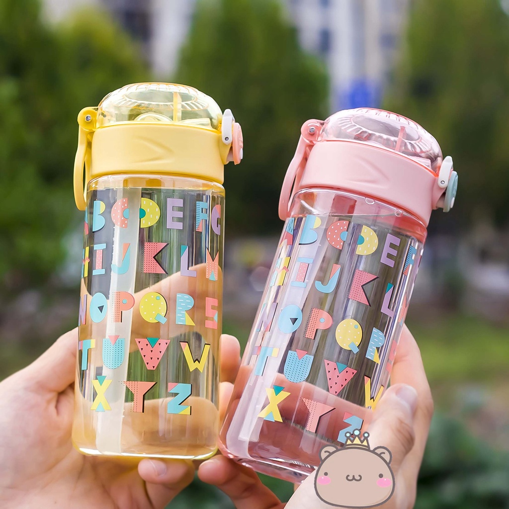ขวดน้ำเด็กไปโรงเรียนลาย 520ml กระบอกน้ำพกพาแบบยกดื่ม water bottle วัสดุ PP ใส่น้ำร้อนได้ ...