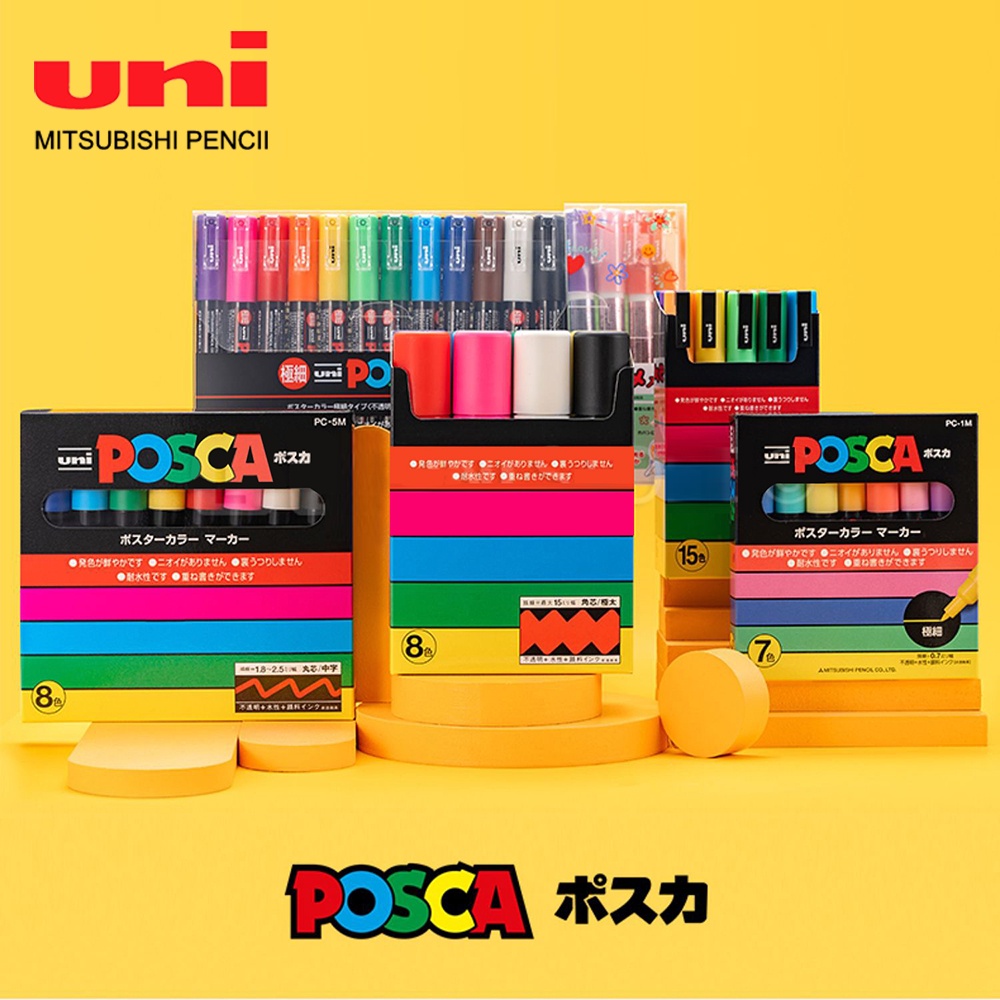 UNI Posca Markers Pen Set PC-1M/3M/5M POP Poster Water-based ...