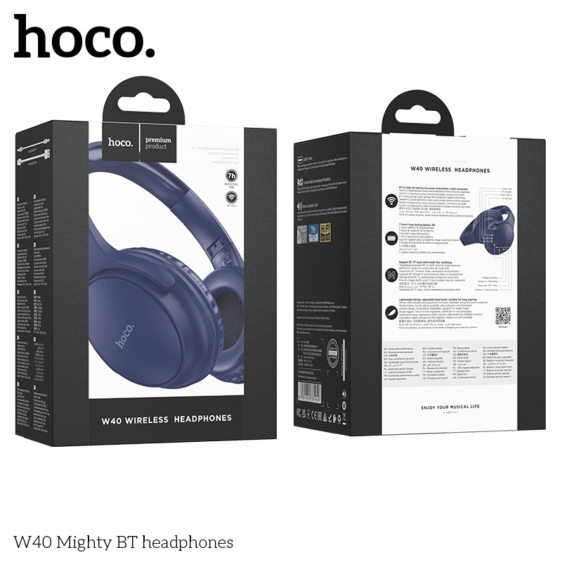 HOCO W40 หูฟังบลูทูธ หูฟังครอบหู พับเก็บได้ รองรับ BT / Aux 3.5mm ...