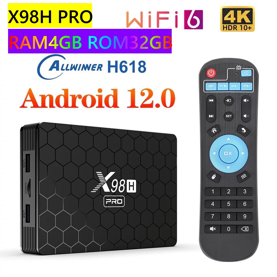 X98H PRO สมาร์ททีวีกล่อง Android 12 ALLWINNER H618 (RAM4G ROM 32GB)2.4 ...