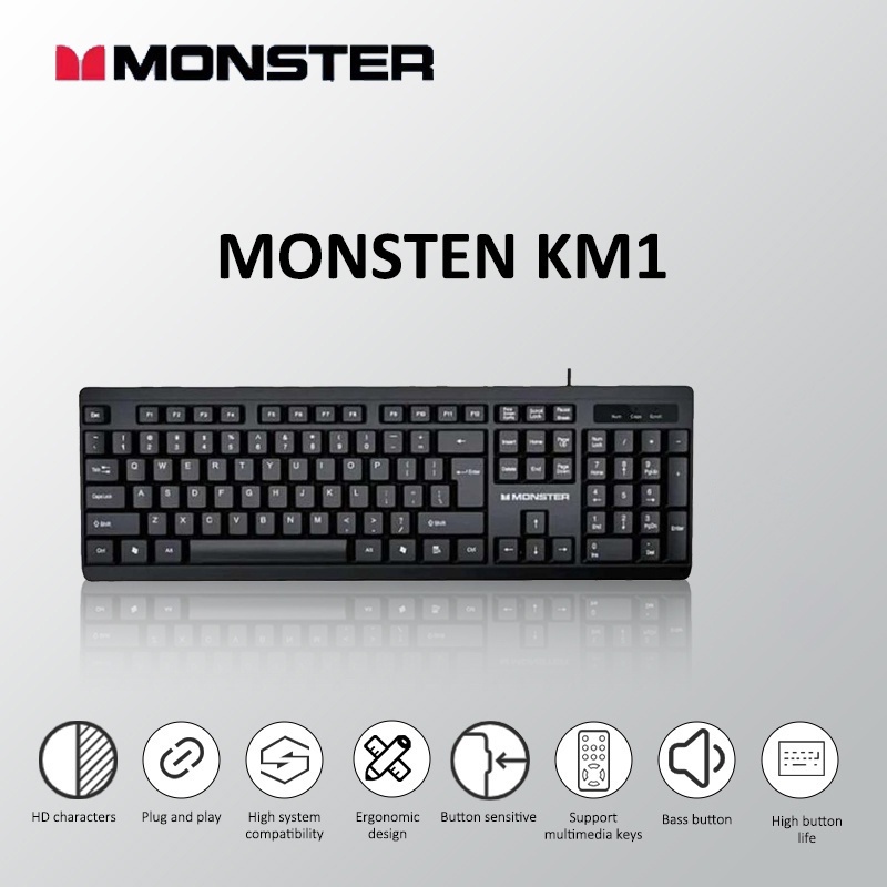 แป้นพิมพ์ไร้สาย MONSTER Keyboard+Mouse 2 โหมด Wireless/Bluetooth ชุด ...