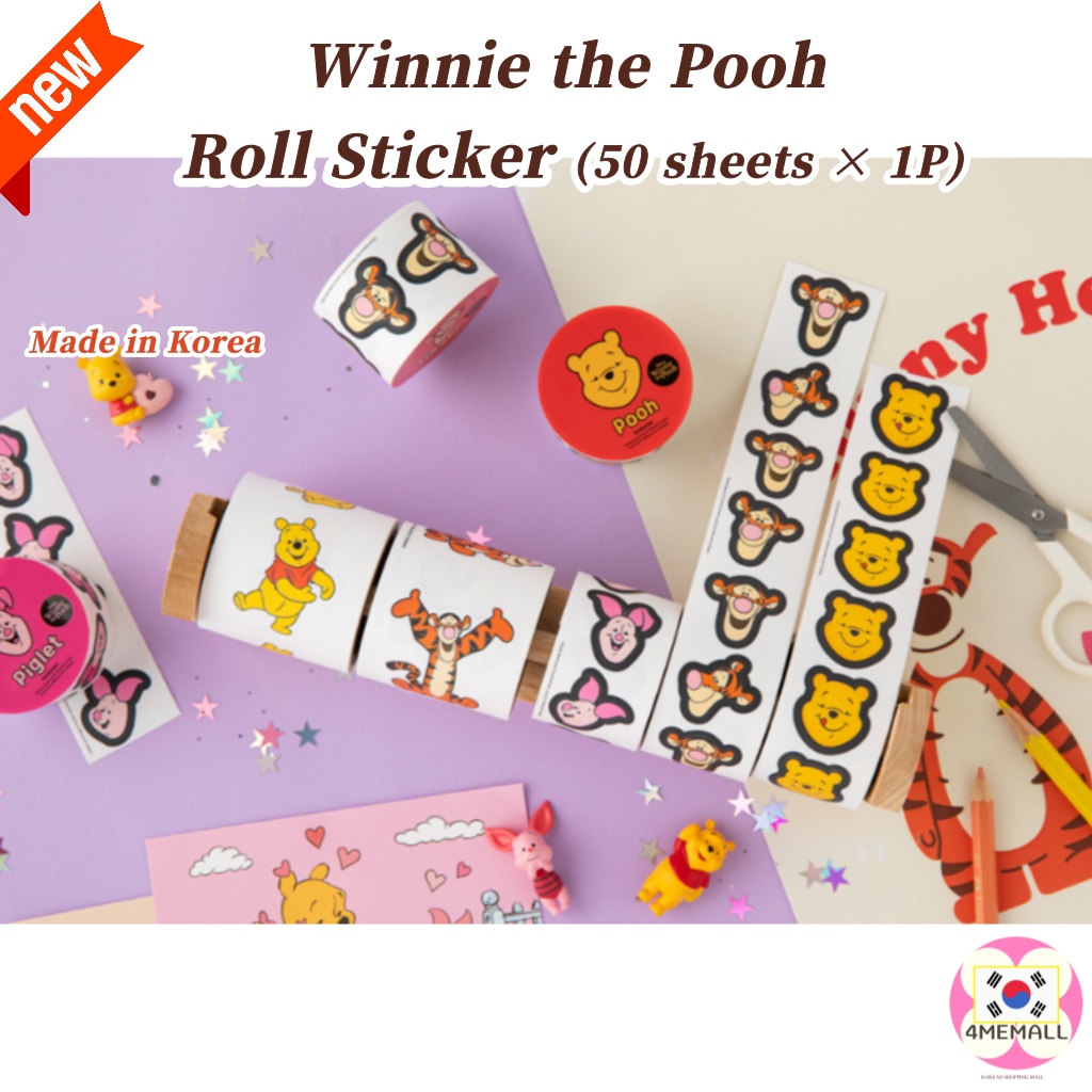 [Disney] Winnie the Pooh Roll sticker 50 sheets × 1P, sticker, diary ...