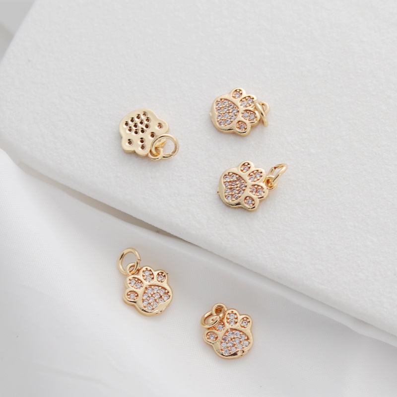 จี้ Cat Claw diy 14K ทองแดง Clad สีทองระบุฝังเพทายสร้อยข้อมือสร้อยคออุปกรณ์เสริม Lucky diy ...