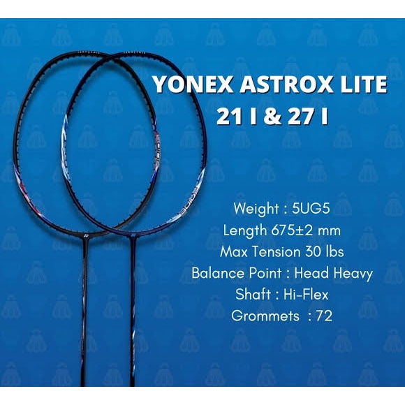 ใหม่ YONEX ASTROX LITE BADMINTON CKET 21i/ 27i ORI STRINGS INSTALLED ...