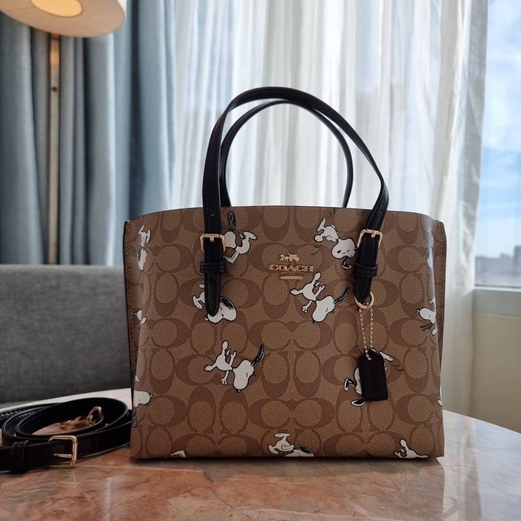 COACH C4250 MOLLIE TOTE 25 IN SIGNATURE CANVAS WITH SNOOPY | Shopee ...
