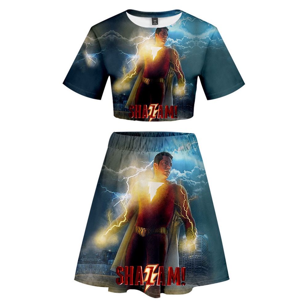 Shazam Thunder Shazan 3D การพิมพ์ดิจิตอลสันทนาการชุดกระโปรงแขนสั้น ...