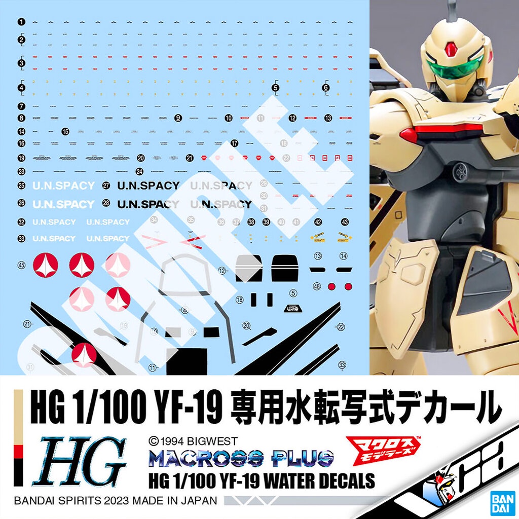 ⭐️ BANDAI MACROSS PLUS HIGH GRADE HG 1/100 YF-19 WATER DECALS มาโคร ...