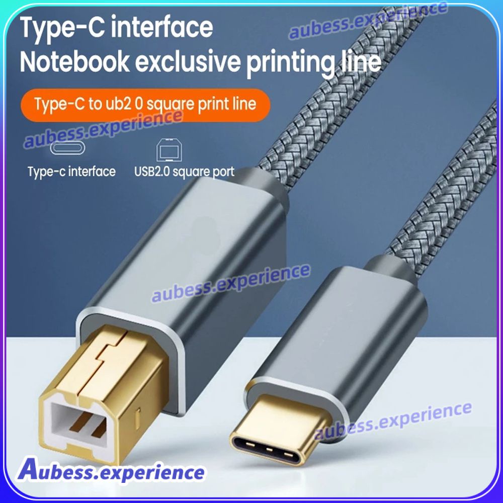 Usb-C To Usb-B 2.0สายเคเบิลเครื่องพิมพ์สายเคเบิลถักไนลอนสำหรับ Epson Hp ...