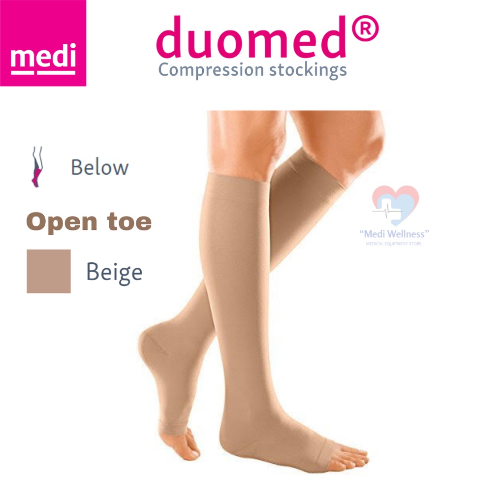 ถุงน่องป้องกันเส้นเลือดขอด duomed® Class2 ระดับใต้เข่า (Calf) สีเนื้อเบจ|ดำ / เปิดปลายเท้า ...