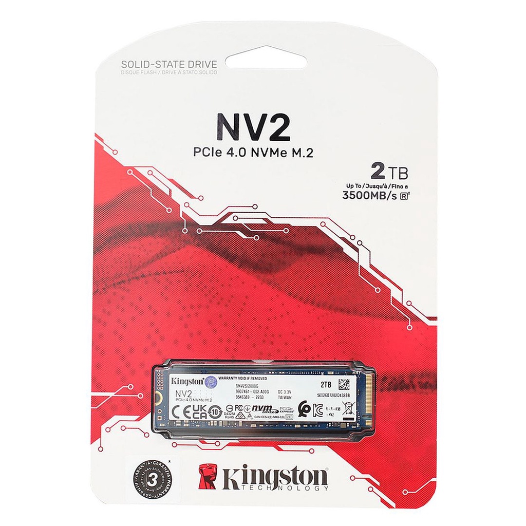 Kingston NV2 2TB PCIe 4.0 NVMe M.2 2280 SSD, SNV2S/2000G (R:3500MB/s W ...