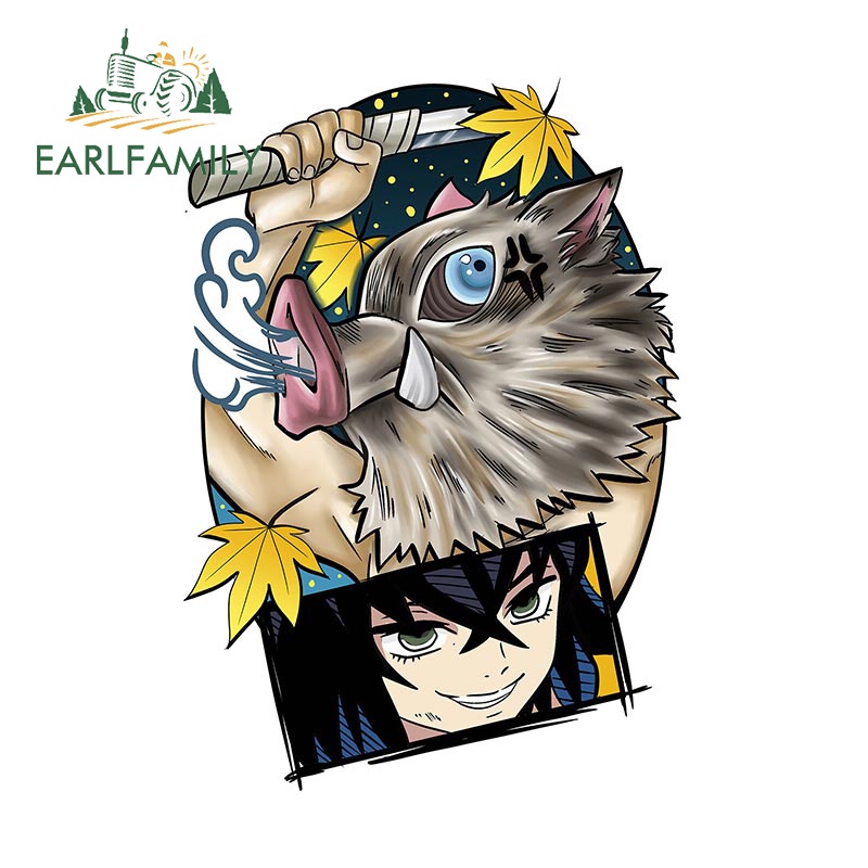 Earlfamily 13 ซม.x 9.1 ซม.Demon Slayer สติกเกอร์รถ Scratch-Proof ...