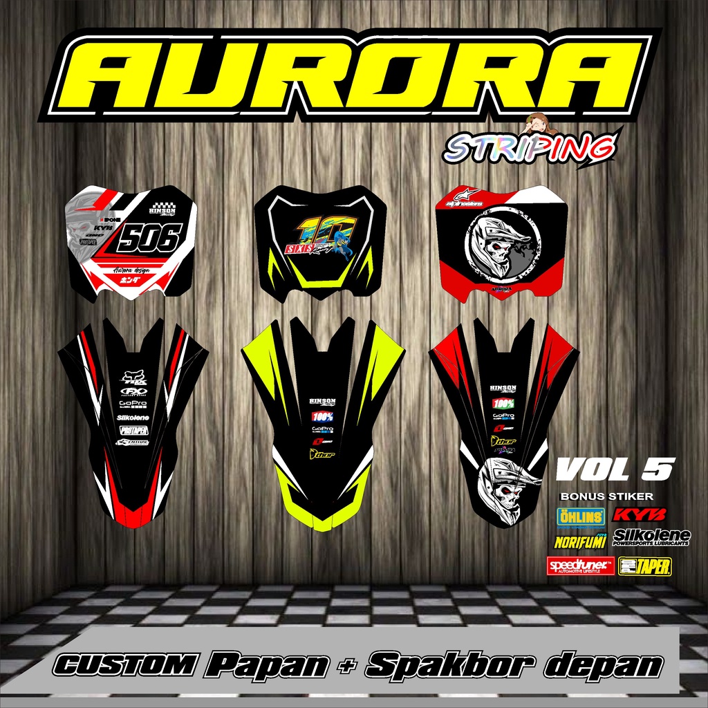 START NUMBER BOARD Sticker + FRONT SPAKBOR CRF KLX 150 KLX BF KLX ...