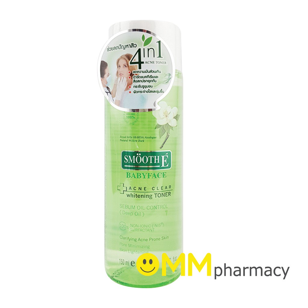 Smooth E Babyface Acne Clear Whitening Toner 150 ml. โทนเนอร์ สำหรับผู้ ...