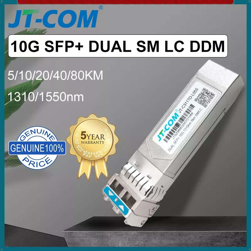 JT-COM 10G ดูเพล็กซ์ SFP โมดูล 5KM/10KM/20KM/40KM Single Mode duplex LC SFP+ Module ยวเข้ากันได้ ...