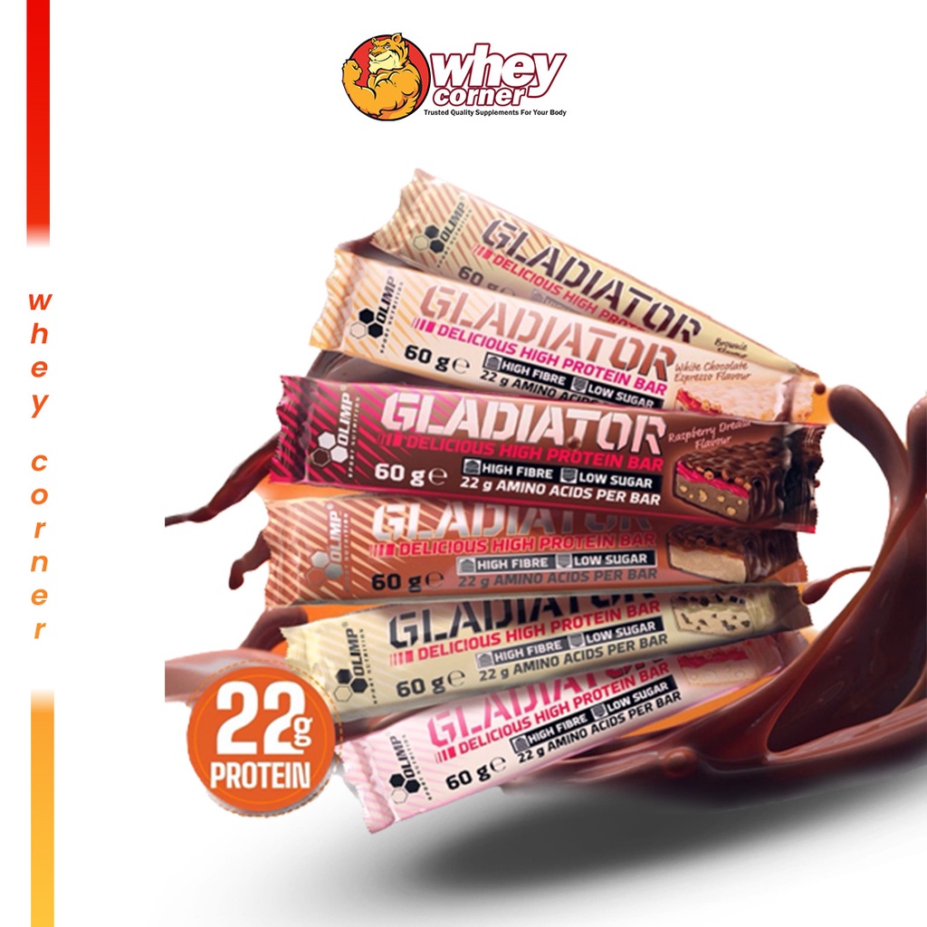 Olimp Gladiator Protein Bar 60g. รสเดียว 6 แท่ง หรือ 15แท่ง (1Box ...