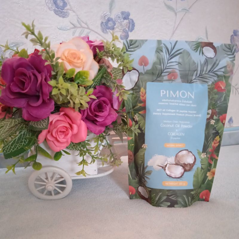 PIMON Coconut oil Powder+Collagen | Shopee Thailand