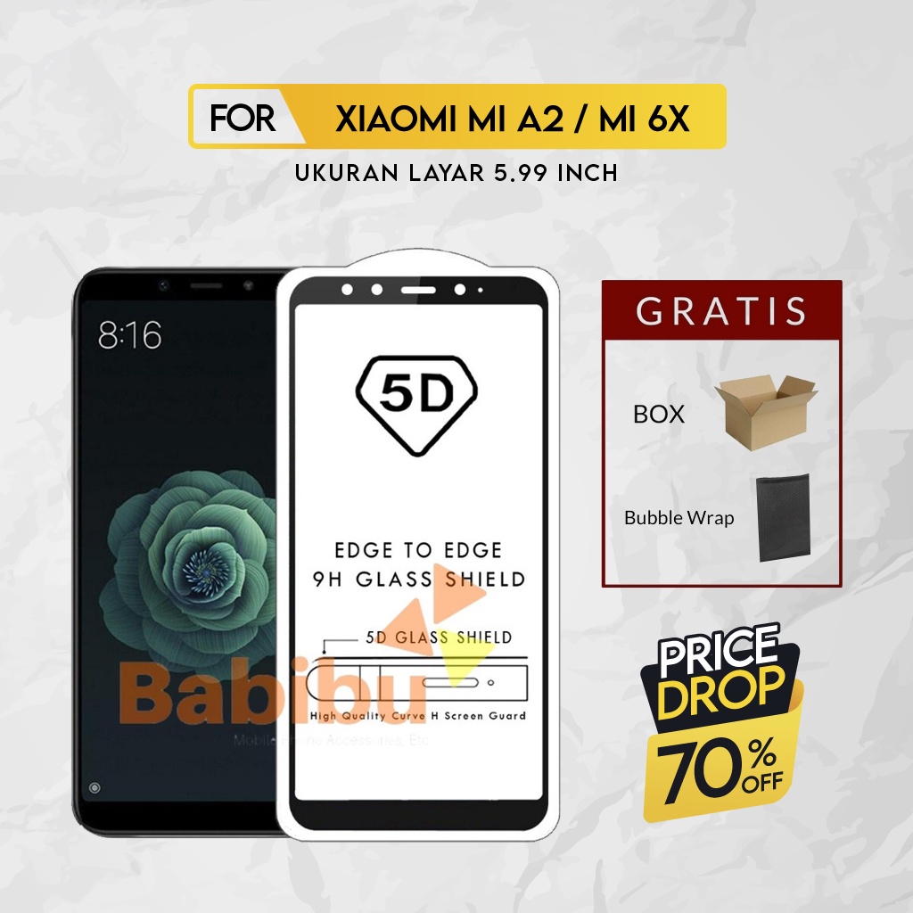 กระจกนิรภัยแบบเต็ม 5d Xiaomi Mi A2 / Mi 6X (599 นิ้ว) กาวเต็ม Anti-Rainbow | Shopee Thailand