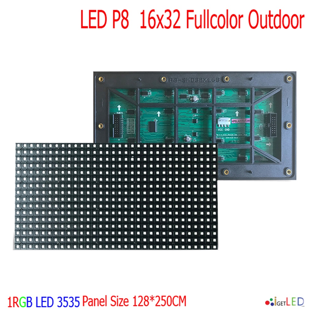 LED P8 SMD Full Color กลางแจ้ง RGB โมดูลสีเต็มจอแสดงผล LED 16x32 Pixels ขนาดแผ่น 128mmx256mm ...