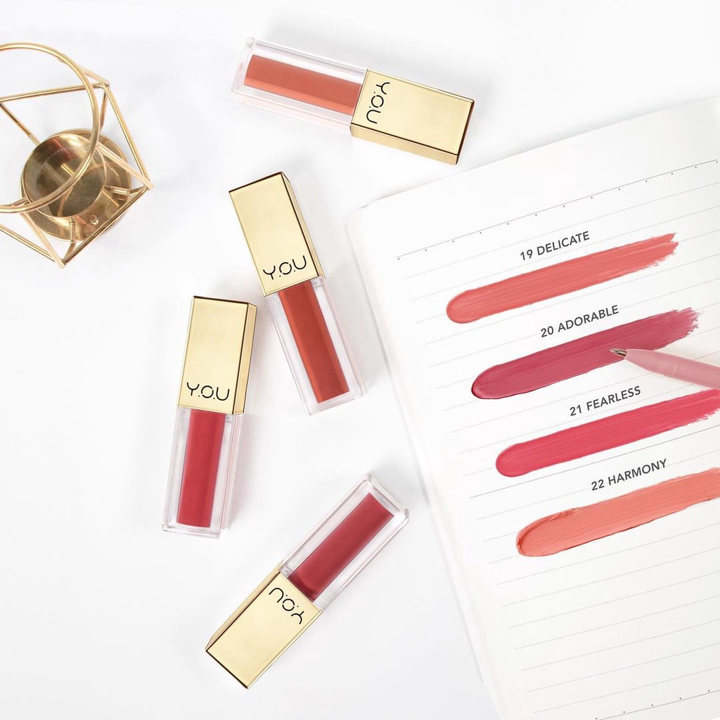 Y.O.U Rouge Velvet Matte Lip Cream (Shade 01-22) เนื้อเนียน บางเบา แห้ง ...