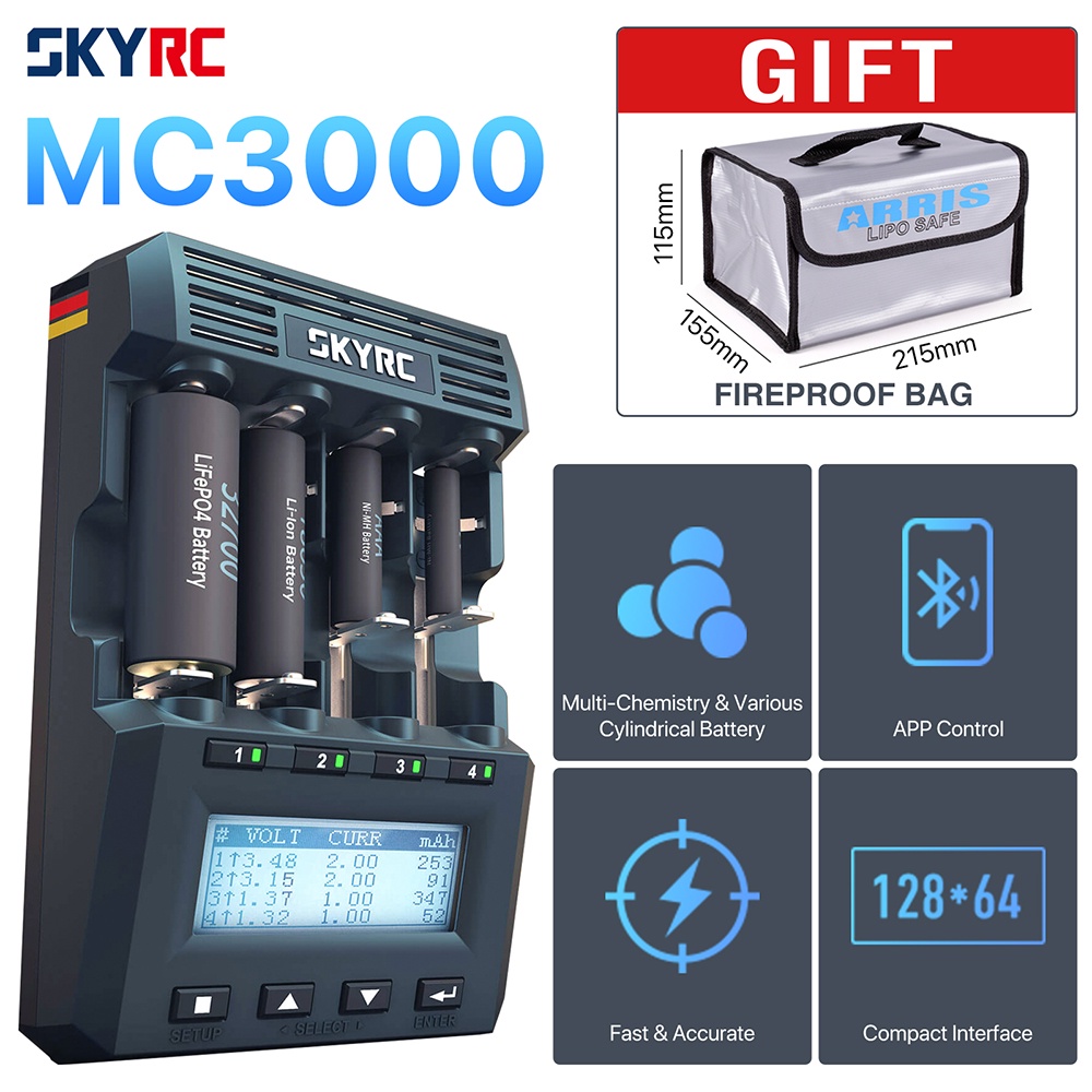 Skyrc MC3000 ที่ชาร์จแบตเตอรี่ สําหรับ 18650 AA AAA Nimh หน้าจอ LCD | Shopee Thailand