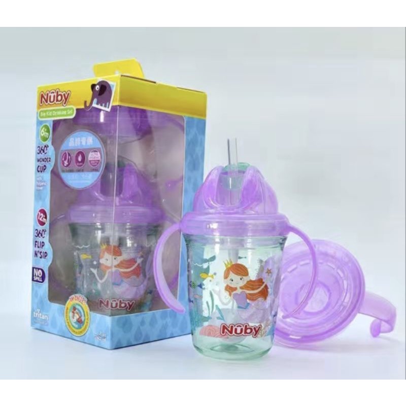 Nuby Tritan Flip N Sip 360 Active Sipeez Thin Straw 8oz/240ml 12m+ แพ็คเดียว | Shopee Thailand