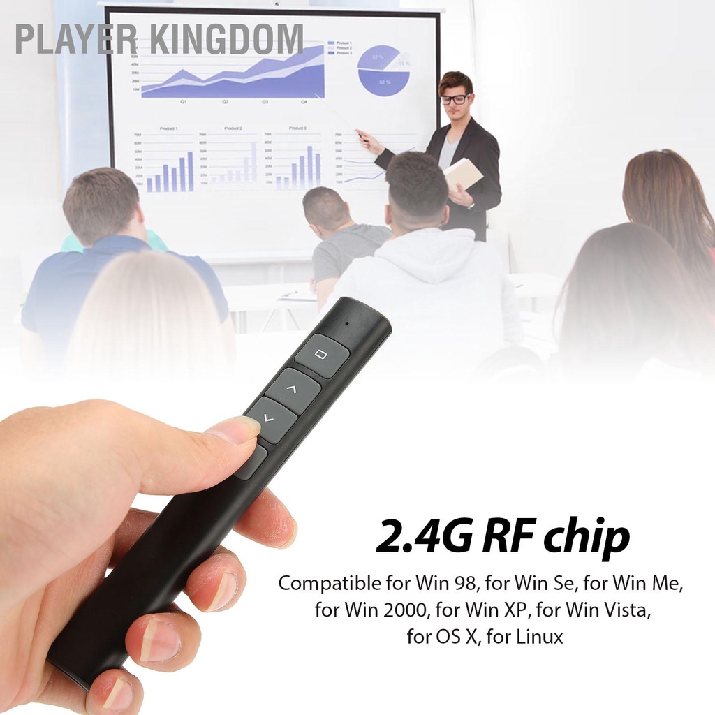 Player kingdom Presentation Clicker 2.4G RF Chip ABS ปุ่มซิลิโคนแบบพกพา ...