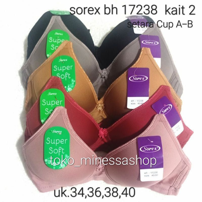 Bh 17238 Wire Free Bra/ Sorex Super Soft Medium Foam Bra 2 ตะขอ AB Cup ...