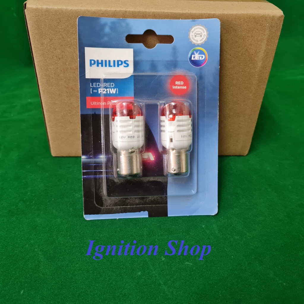 หลอดไฟเบรค ไฟท้าย LED Philips Ultinon Pro3000 SI สีแดง แบบเขี้ยว 1 ไส้ ...
