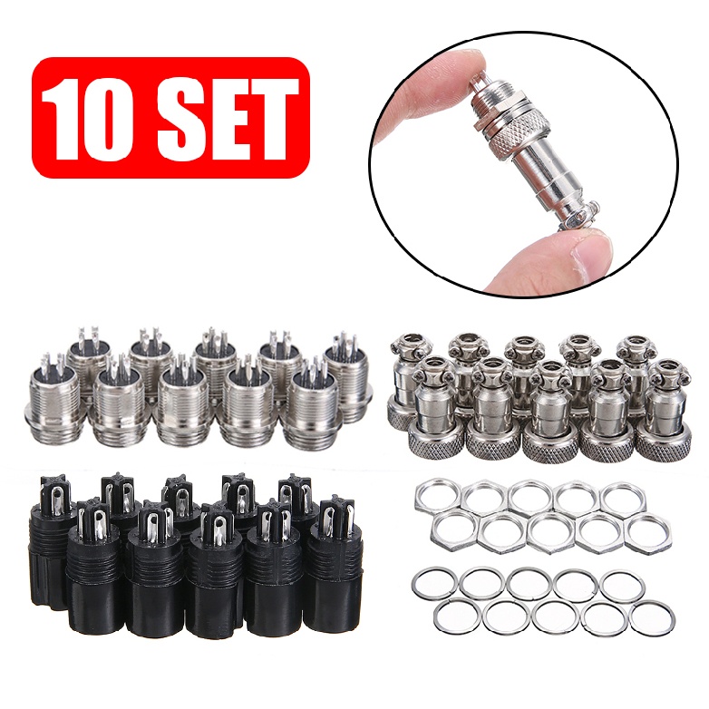 Baomy 10Set GX12 12mm Aviation Plug Male + Female Socket Connector ...