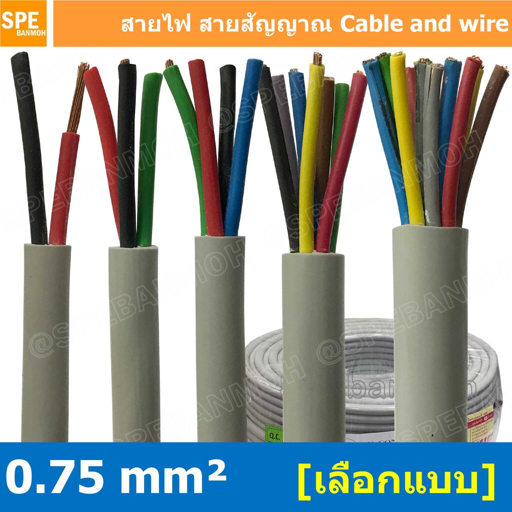 [ 2 เมตร ] SJK 0.75 Sq.mm. 2C 3C 4C 5C 6C 7C 8C 10C 12C ขนาดสาย 0.75 Sq.mm. AV Control Cable SJK ...