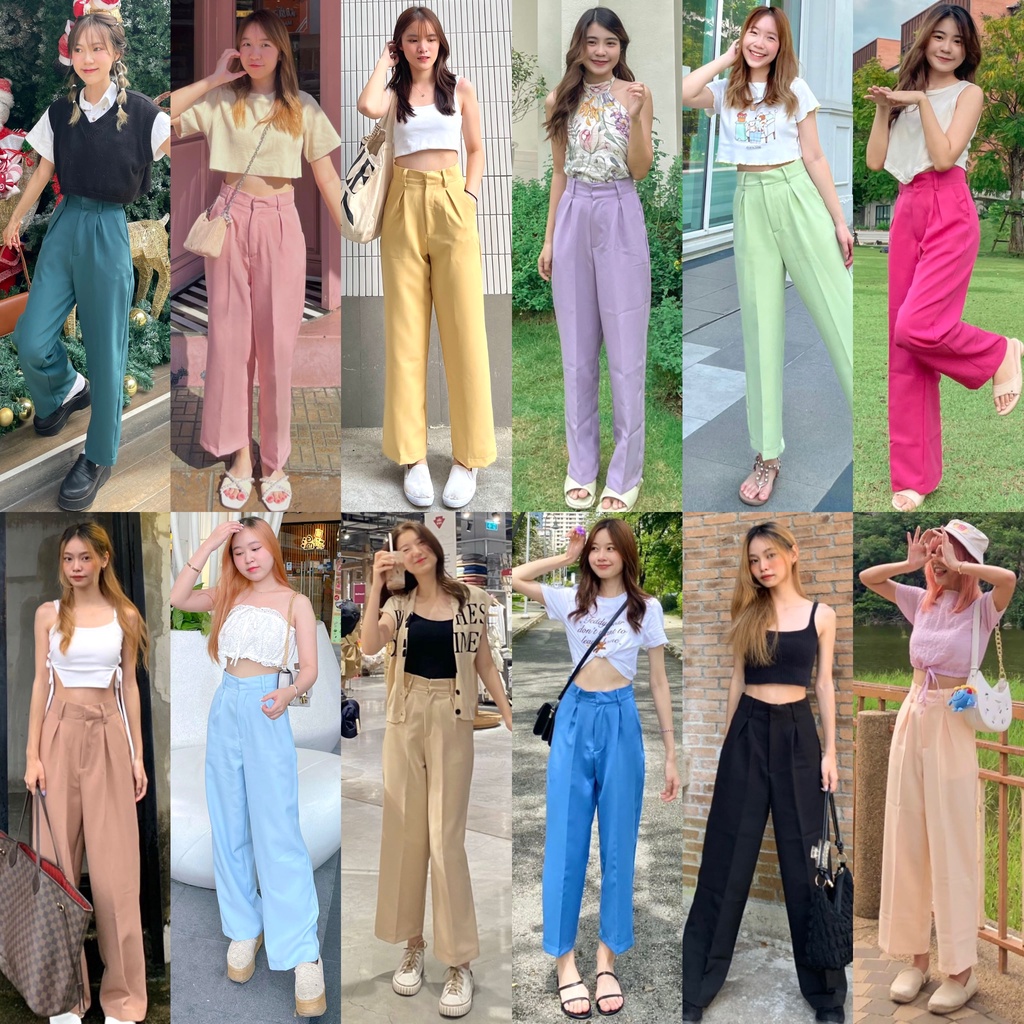 150cm girls ขายาว ทรงกระบอกใหญ่ ผ้านิ่มพริ้ว ใส่สบาย [playwork.store] (009-เปเป้) | Shopee Thailand