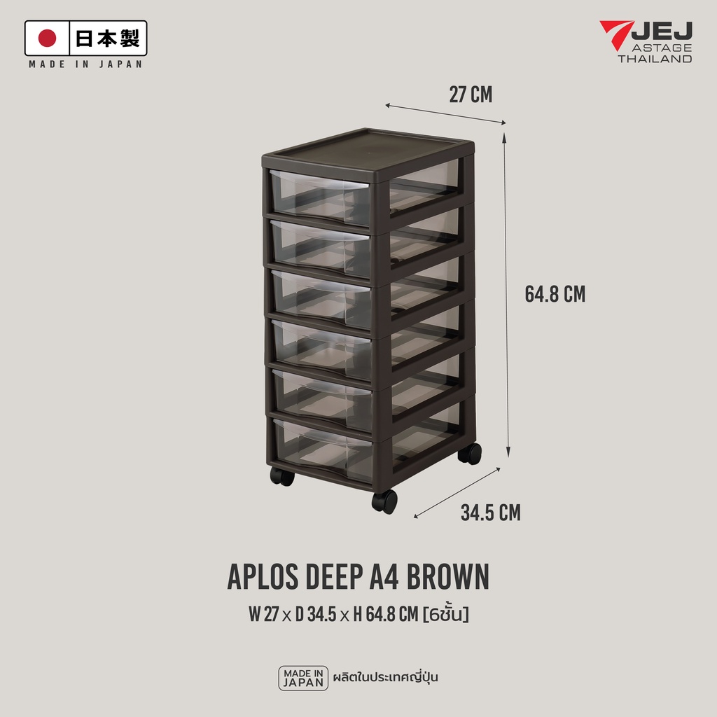 JEJ ASTAGE (Made in Japan) ลิ้นชักใส่เอกสาร Aplos ขนาด A4 ( Deep ) 6 ชั้น มีล้อเลื่อน | Shopee ...