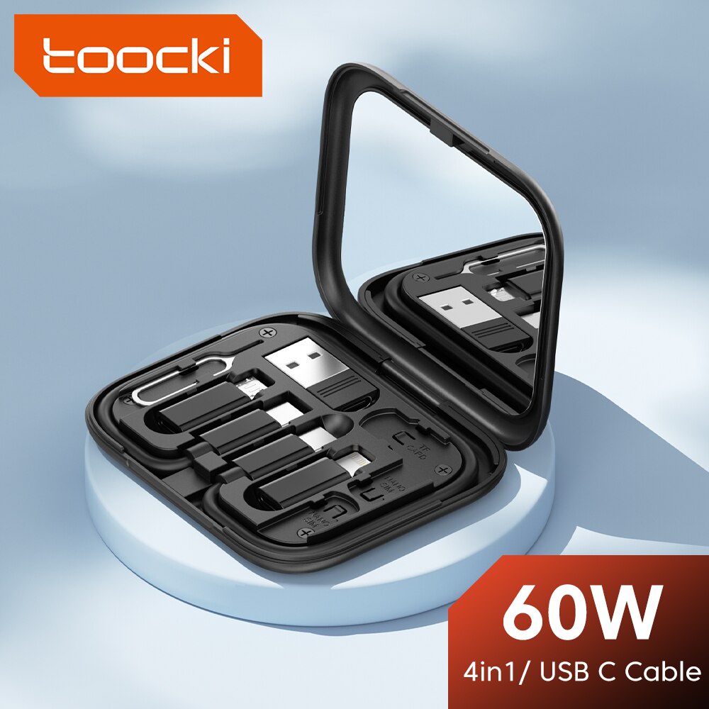 Toocki 4-in-1 PD 60W 4in1 สายเคเบิล USB C เป็น USB Type C สําหรับแล็ปท็อป ชาร์จเร็ว สายเคเบิล ...
