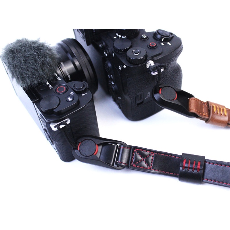 สายคล้องกล้อง สายคล้องข้อมือ Quick Release Leather Camera Cuff Wrist ...