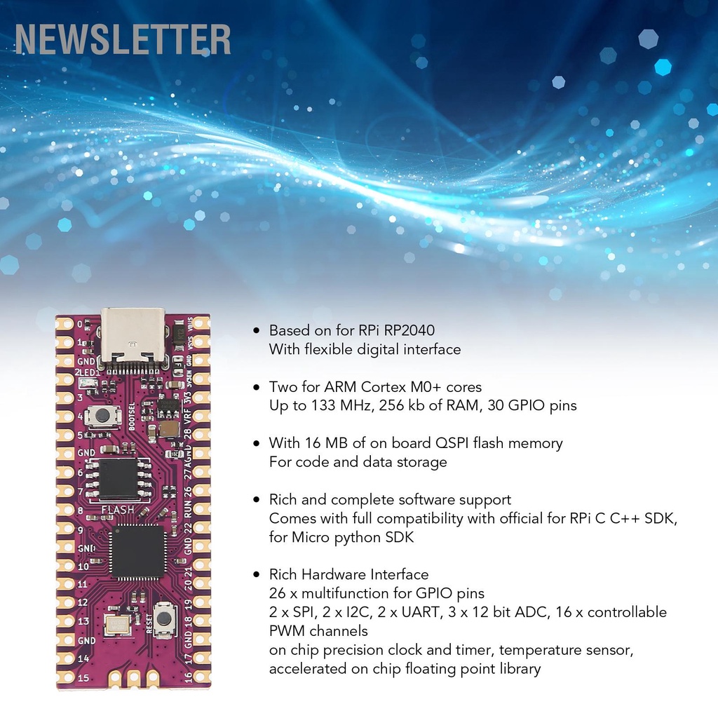 Newsletter สำหรับ Raspi Board Dual Core 264kb Arm Cortex M0 โปรเซสเซอร์ไมโครคอนโทรลเลอร์แบบ