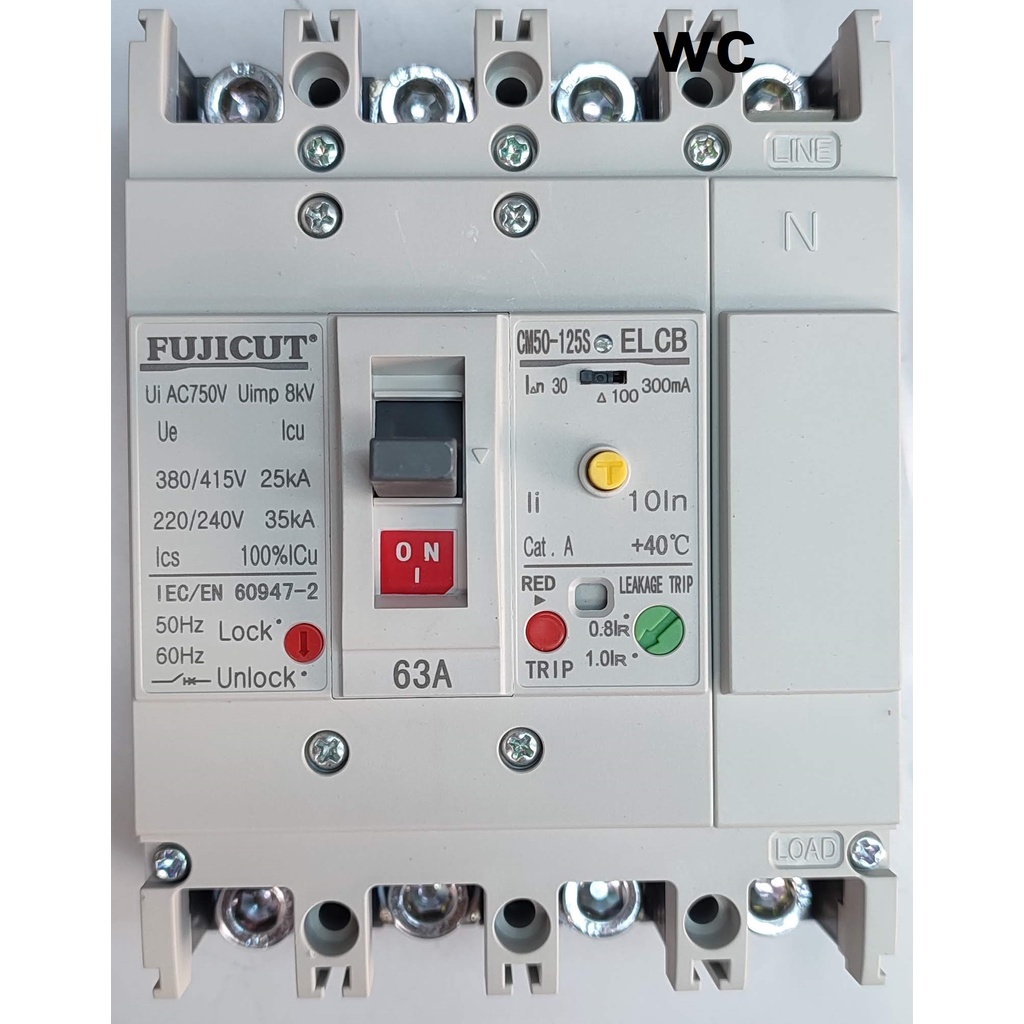 เบรกเกอร์กันดูด 3เฟส 3P 4W 100A ยี่ห้อ FUJICUT RCBO Earth Leakage ...
