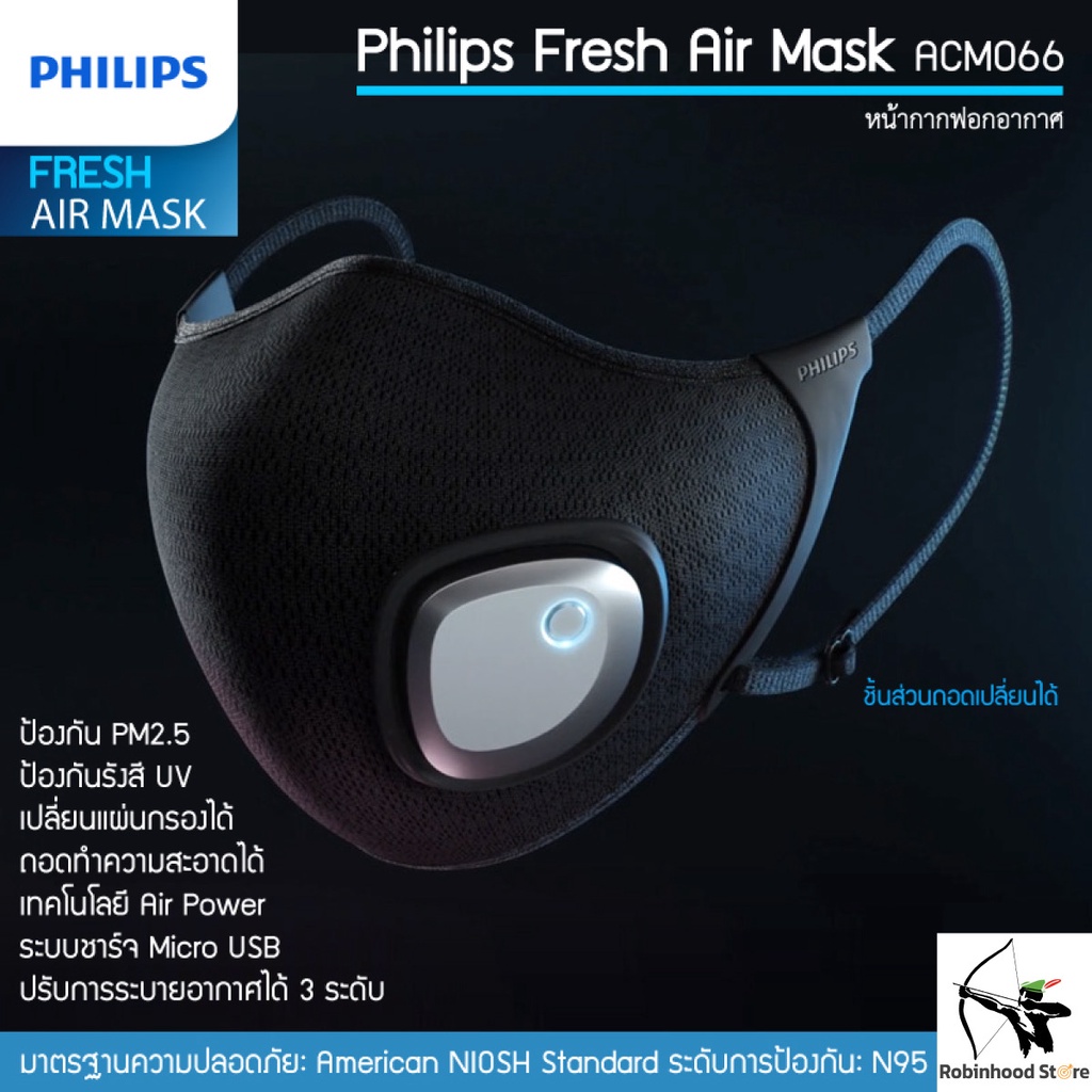 Philips Fresh Air Mask 🟢สินค้าพร้อมส่ง (หน้ากากไฟฟ้า) รุ่น ACM066 ...