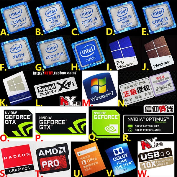 Core 8th core i5 i7 Xeon Computer 8th cpu Notebook win10 Label Sticker ...
