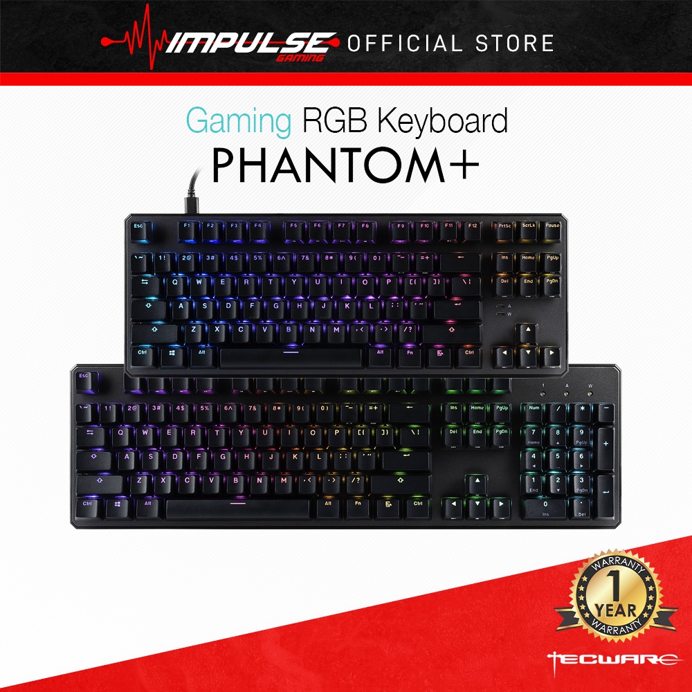 Tecware Gaming Keyboard Phantom+ RGB TKL /Standard Mechanical Keyboard ...
