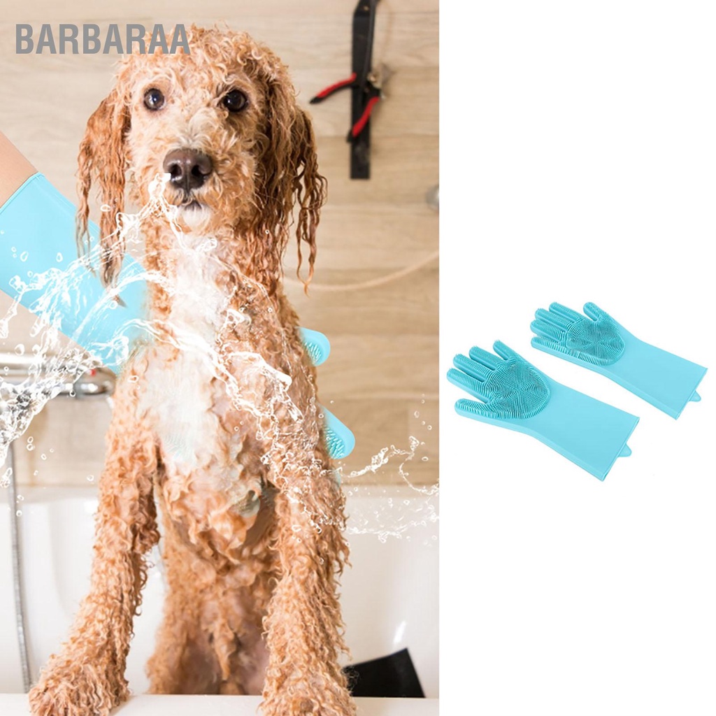Barbaraa 2 ชิ้น Pet Cat สุนัข อาบน้ำนวดอาบน้ำ ถุงมือ แปรงทำความสะอาด ...