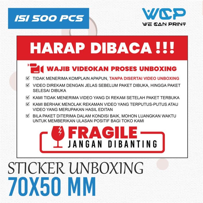 สติกเกอร์ฉลากวิดีโอ UNBOXING LABEL STICKER VIDEO UNBOXING - 70X50 MM3.1 ...