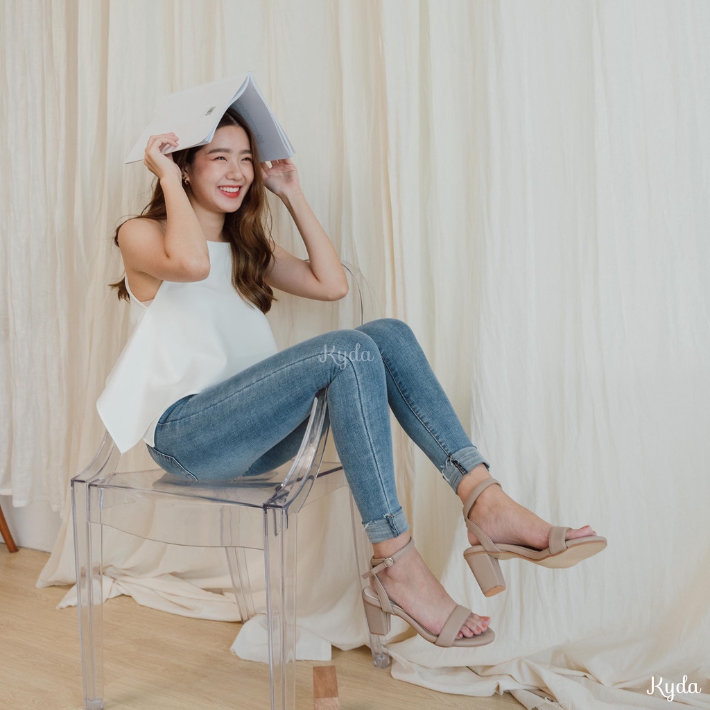 Kyda ส้นสูงใส่สบาย รุ่น Kathy สี Choco Mlik สูงกำลังดี 2.75นิ้ว | Shopee Thailand