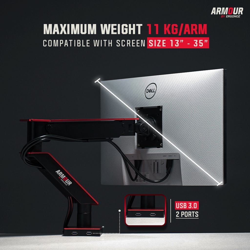 ERGONOZ ของแท้ 100% แขนจับจอ ขาตั้งจอคอมพิวเตอร์ Monitor Arm EGN-ARMOUR ...