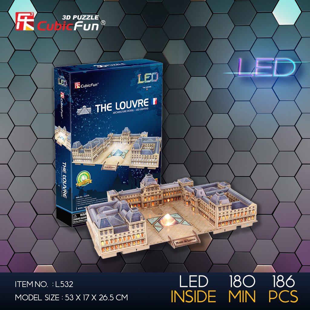 จิ๊กซอว์ 3 มิติ พิพิธภัณฑ์ลูฟวร์ The Louvre Museum LED L517 แบรนด์ Cubicfun ของแท้ 100% สินค้า ...