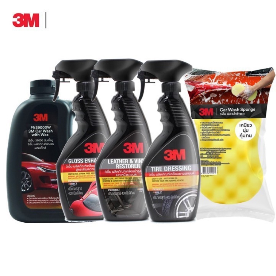 3M Set แชมพูล้างรถ+ สเปรย์เคลือบเงารถ + สเปรย์เบาะหนัง + สเปรย์เคลือบ ...