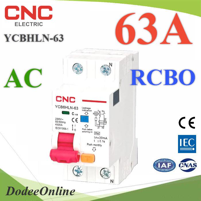 RCBO-63A-CNC 63A RCBO 2P เบรกเกอร์กันดูด RCBO ตัดวงจรไฟฟ้า DD | Shopee ...