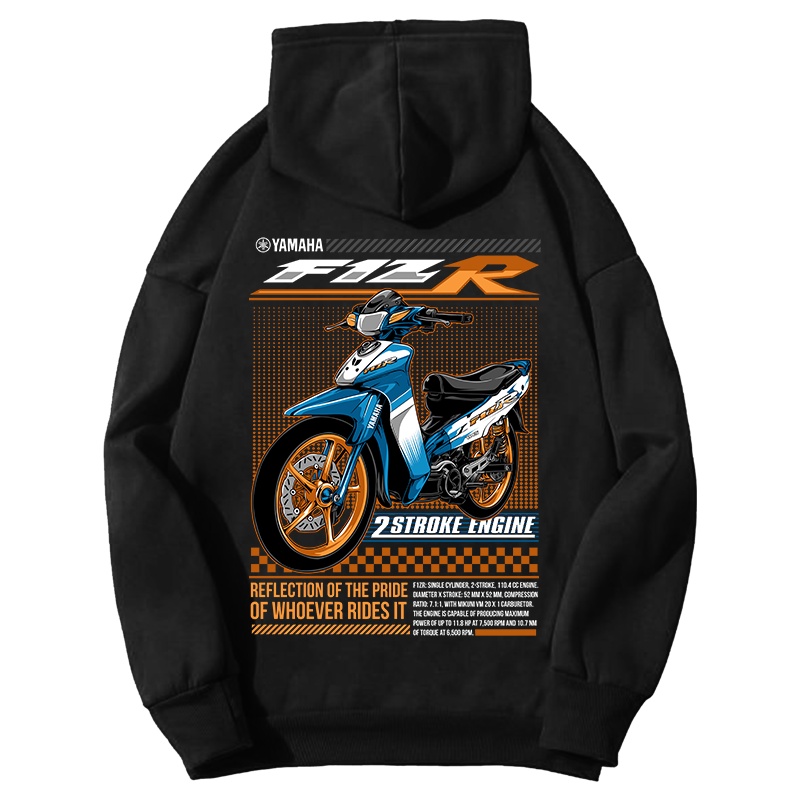 Sunmori MOTORCYCLE FLEECE HOODIE F1ZR 2 STROKE ENGINE BLUE JOE LEE ...