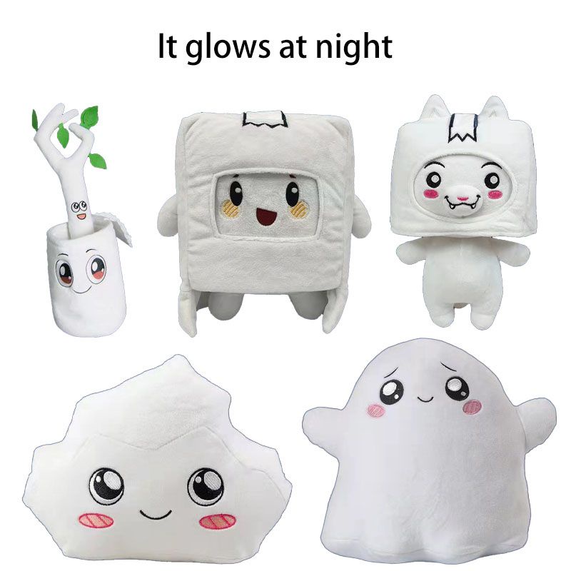 【In Stock】Cute Animation Kawaii Lankybox Luminous Plush Toy Fox Square ...