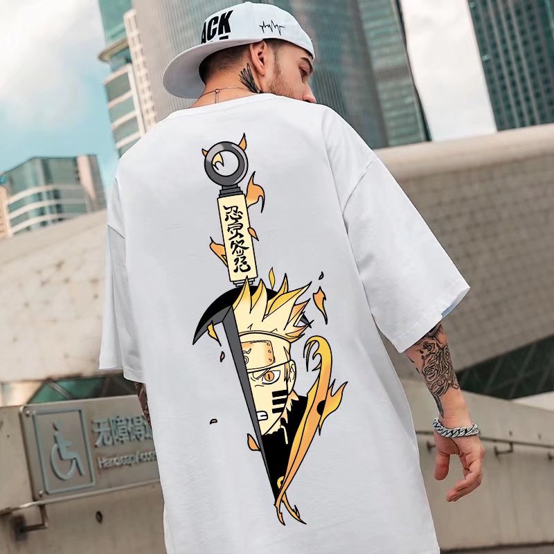 จุดใหม่เสื้อยืดนารูโตะพิมพ์เยาวชน INS S-5XL หลวมแฟชั่นคอกลมแขนสั้นเสื้อขนาดใหญ่คู่เสื้อผ้าขนาด ...